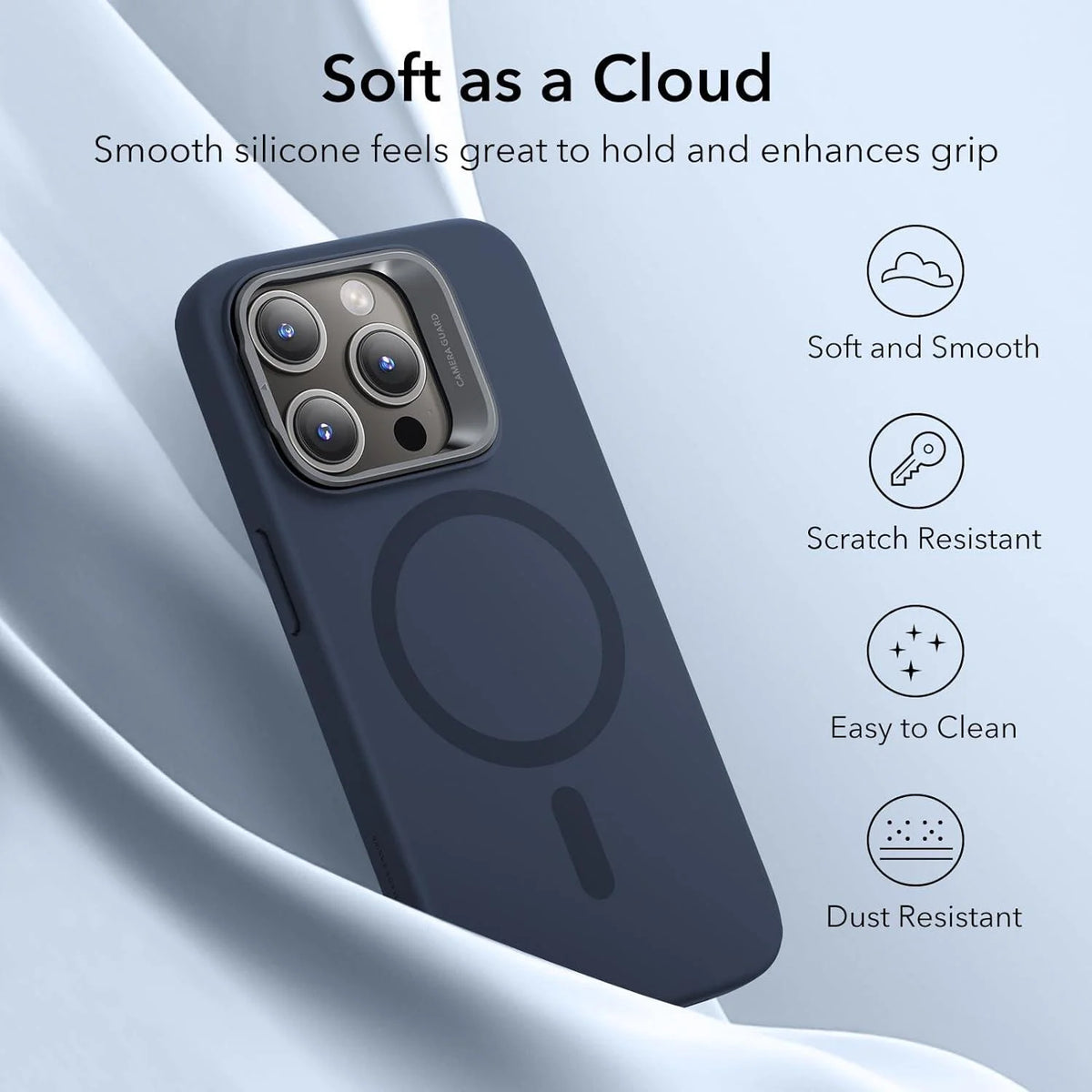 ESR iPhone 15 Pro Case, MagSafe Silicone Case with Stand, Military-Gra ...