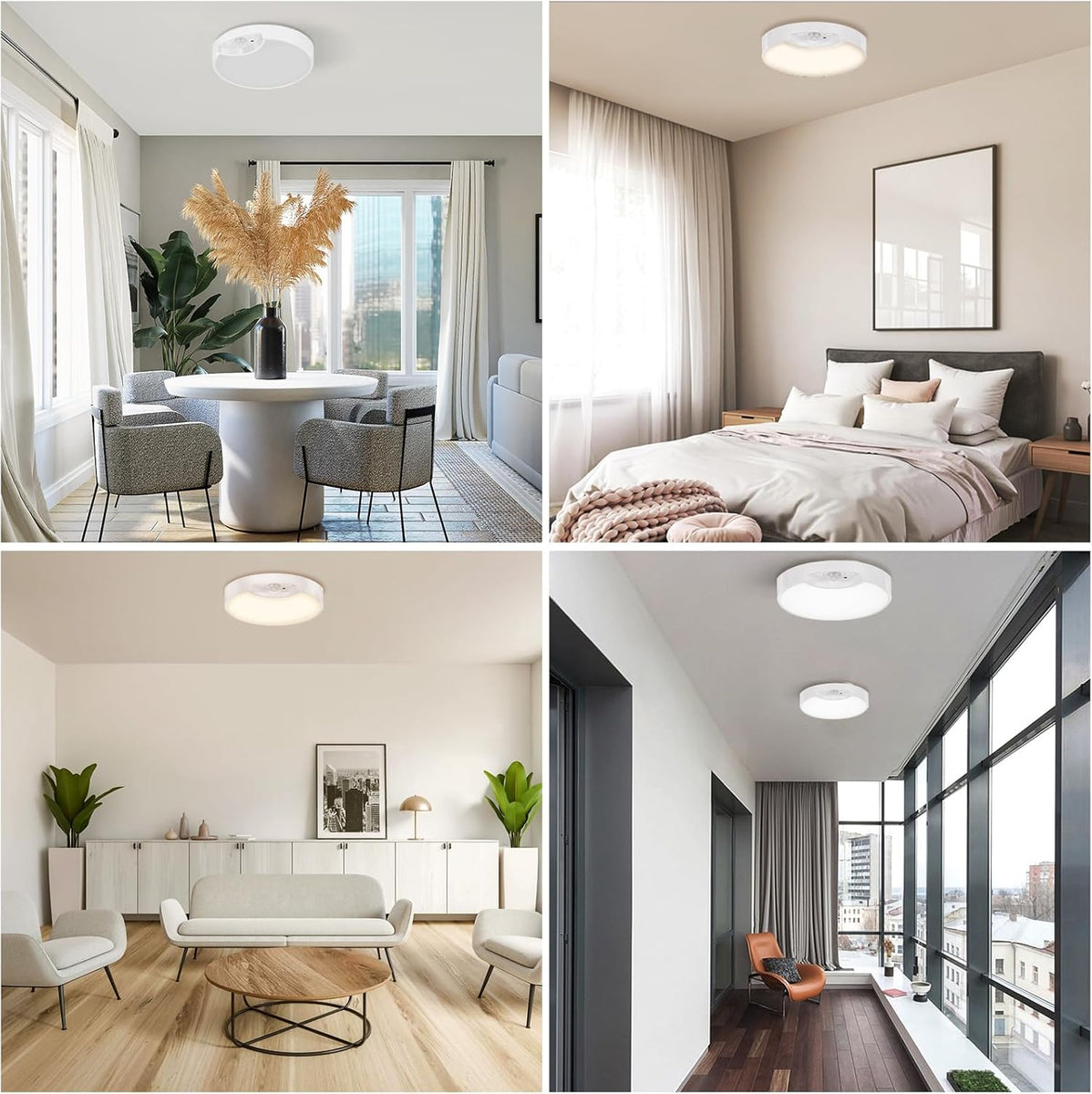 Nordic Hygge Rechargeable Motion Sensor Ceiling Lights, 2 Pac